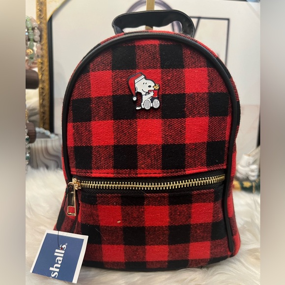 Peanuts | Bags | Peanuts Brand Red And Black Plaid Backpack With Snoopy ...